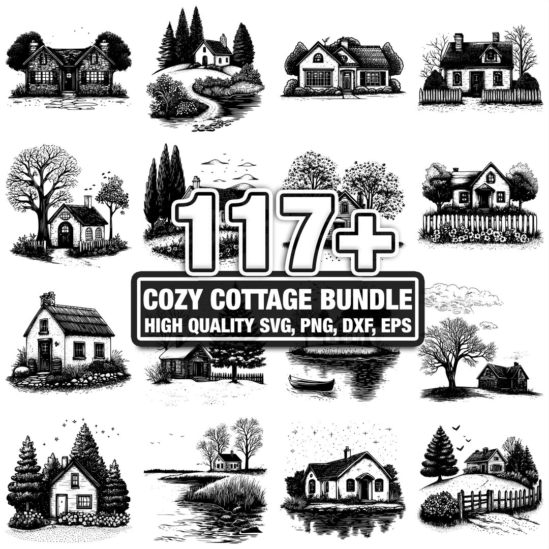 115+ Cozy Cottage Bundle, Warm Home Scene Designs, Instant Download Png ...
