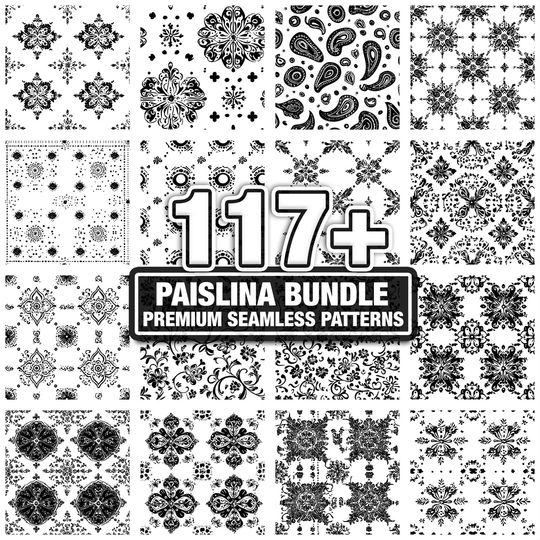 Paislina Bandana Paisley Patterns, Seamless Texture Bundle. Instant ...