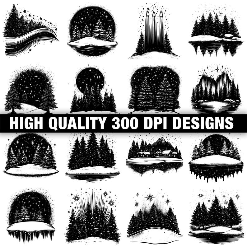 115+ Christmas Northern Lights Bundle, Aurora Winter Sky Designs ...