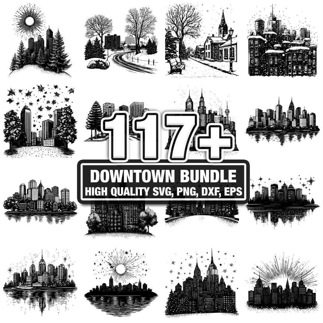 115+ Downtown Bundle, Urban City Center Scene Designs, Instant Download ...