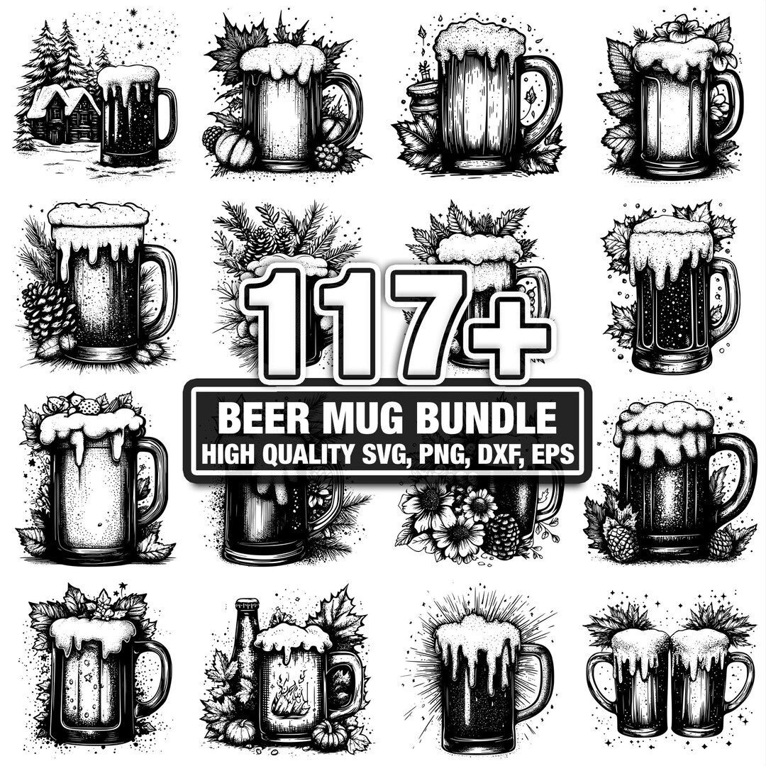 115+ Beer Mug Bundle, Pub & Brewery Designs, Instant Download Png, Dxf ...