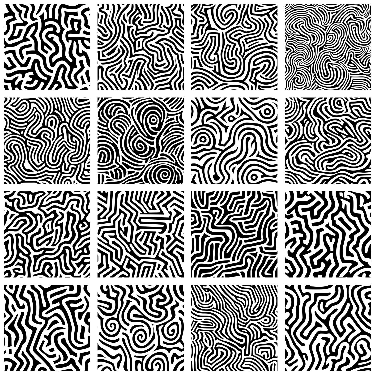 Mazora Groovy Swirl Maze Patterns, Seamless Texture Bundle. Instant ...