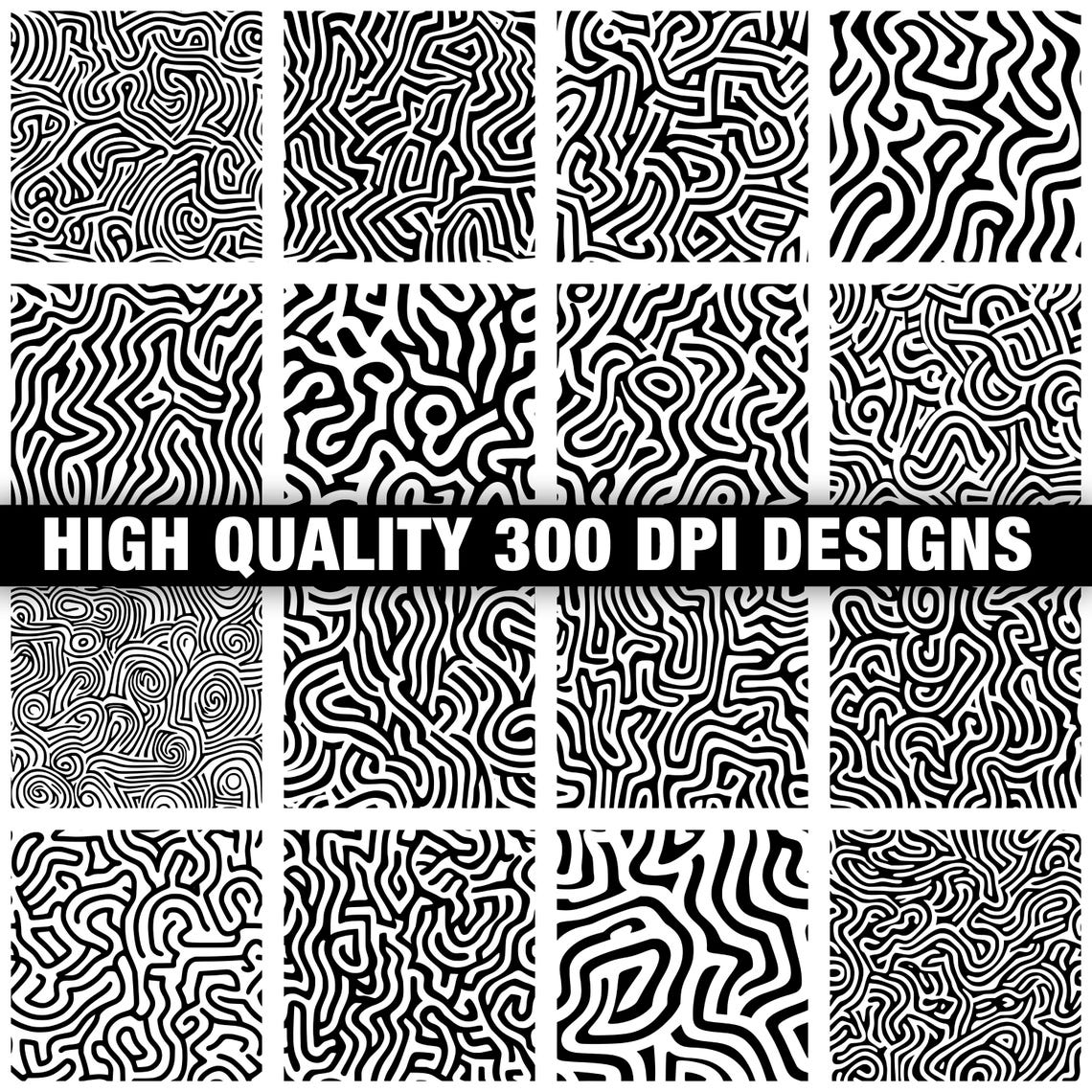 Mazora Groovy Swirl Maze Patterns, Seamless Texture Bundle. Instant ...