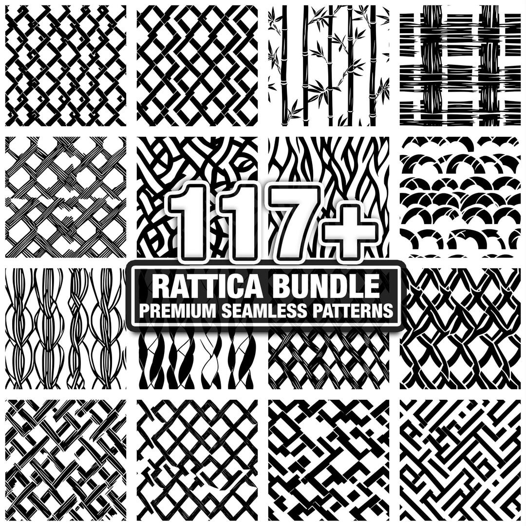 Rattica Rattan Weave Patterns, Seamless Natural Texture Bundle. Instant ...