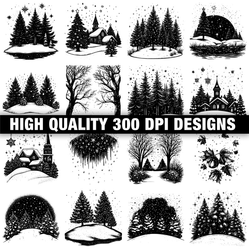 115+ Christmas Snowfall Bundle, Winter Night Snow Scenes, Instant ...