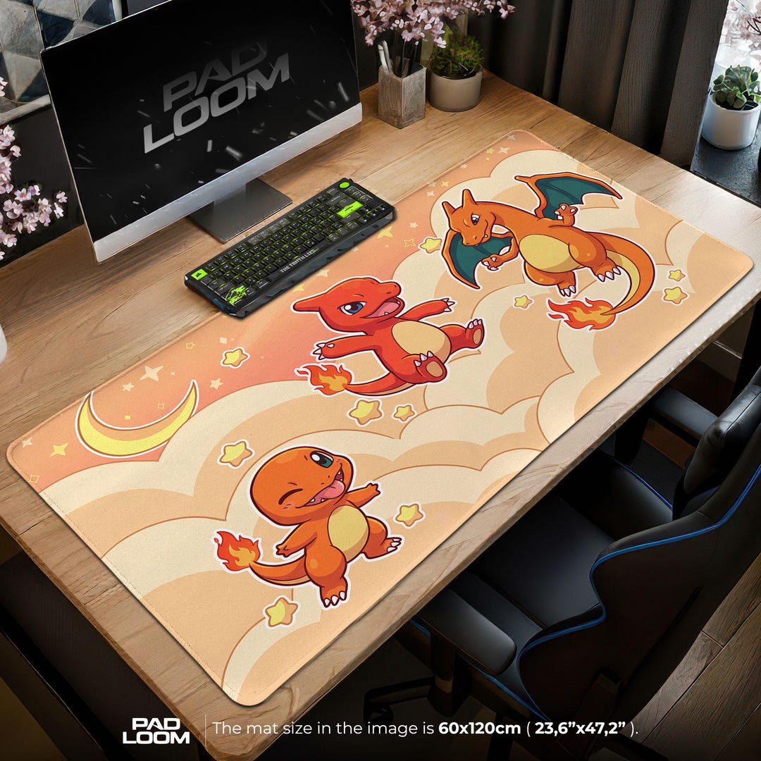 Charmander Evolution Mouse Pad, Charizard & Charmeleon Desk Mat, Cute ...