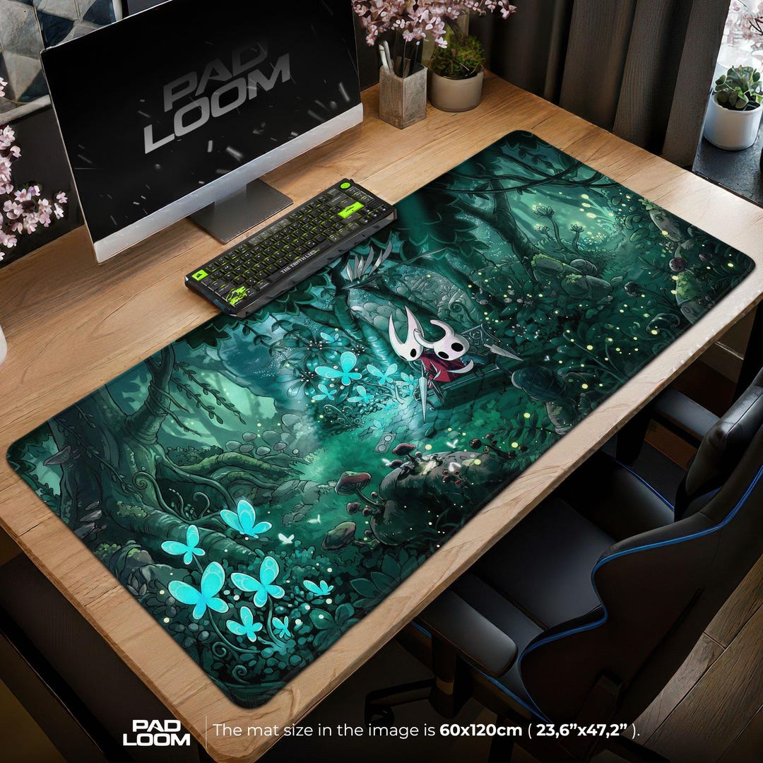 Hollow Knight Bench Mouse Pad, Hornet and Ghost Desk Mat, Greenpath ...