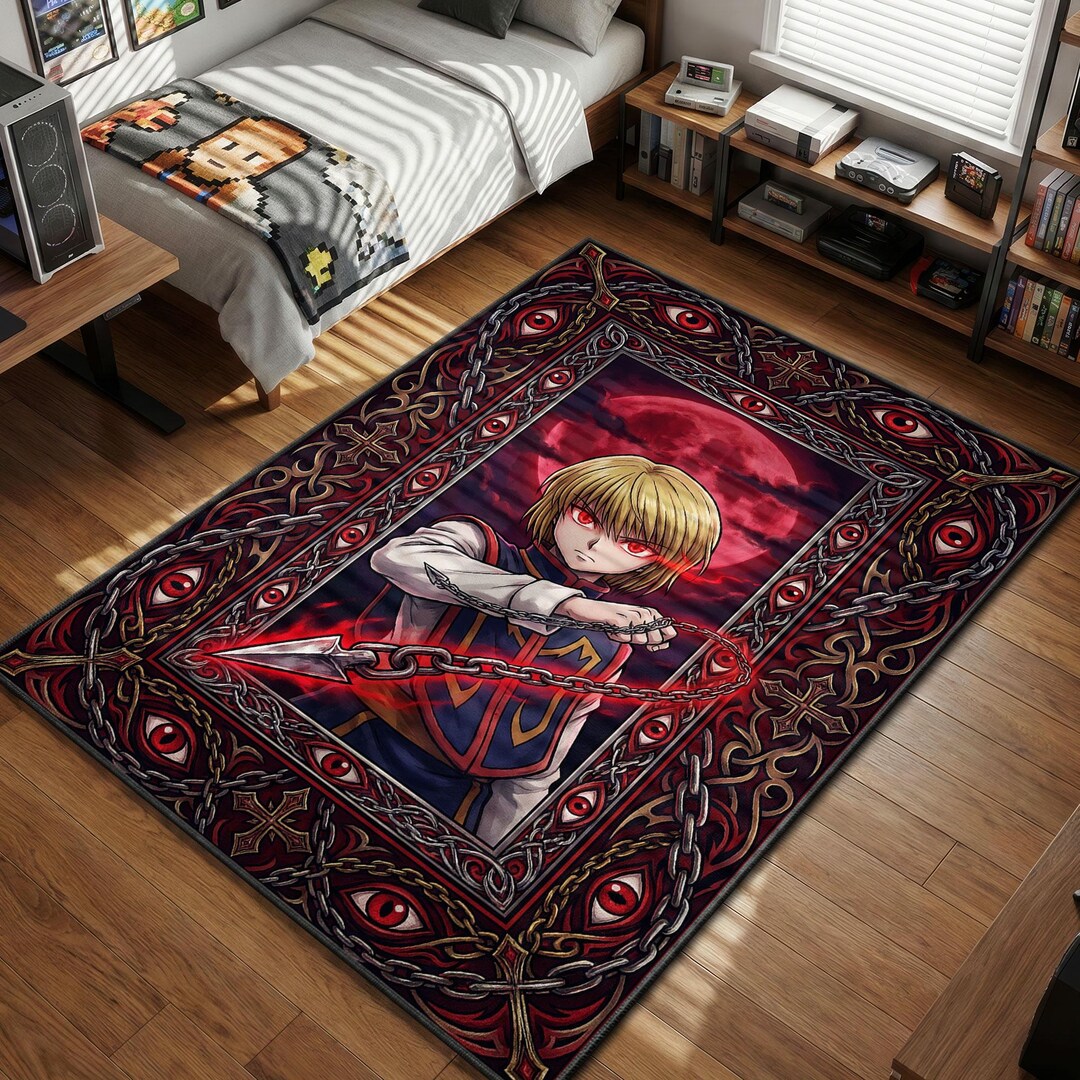 Kurapika Scarlet Eyes Area Rug, Hunter X Hunter Anime Decor, Judgment ...