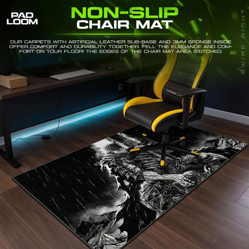 Guts Berserk Mouse Pad, Dark Fantasy Desk Mat, Black and White Manga ...