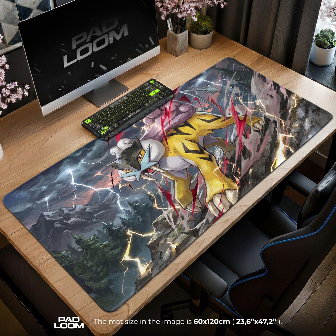 Raikou Thunder Storm Mouse Pad, Legendary Pokemon Gaming Desk Mat ...