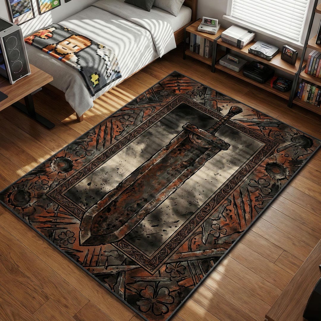 Demon Slayer Sword Area Rug, Black Clover Aesthetic Decor, Anti Magic ...