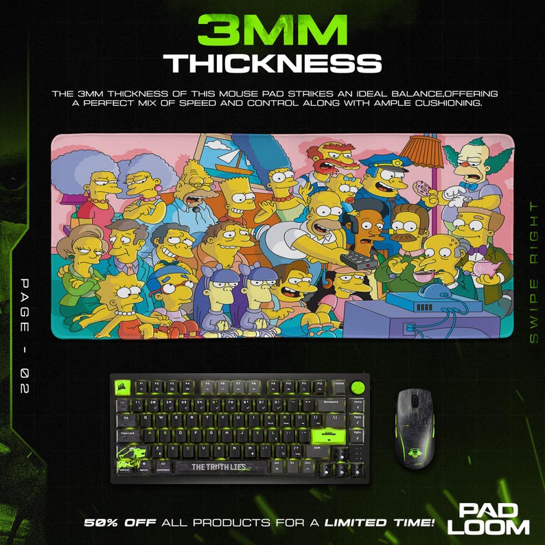 The Simpsons Desk Mat, Nostalgic Cartoon XL Mousepad - Etsy