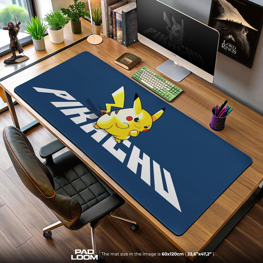 Pikachu Mouse Pad Pokémon, Blue Minimalist Desk Mat for Gaming Setup ...