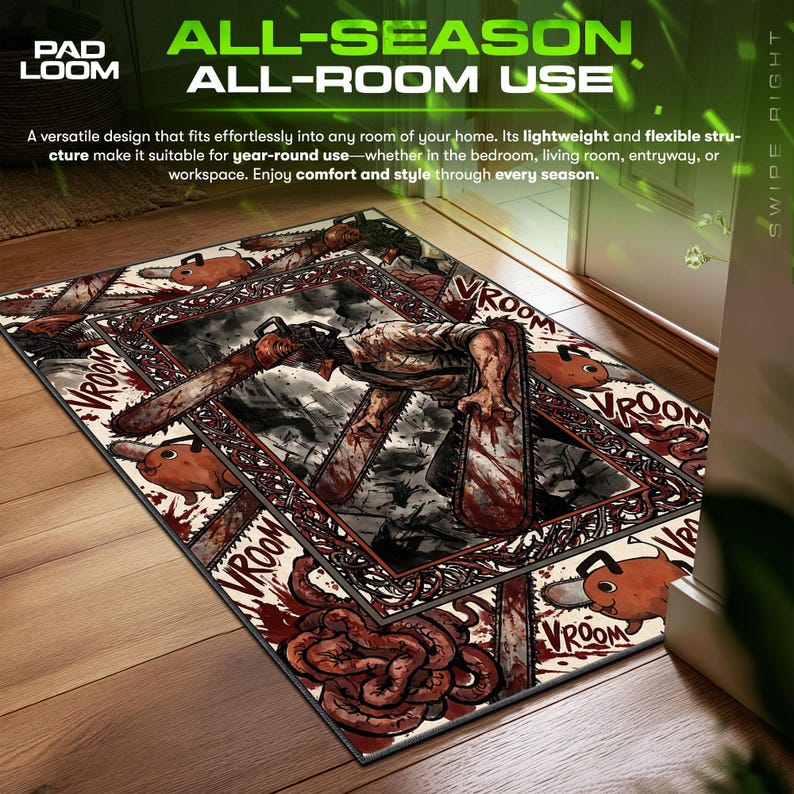 Denji Chainsaw Man Hybrid Form Area Rug, Anime Devil Hunter Decor ...