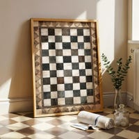 Checkered Wall Art, Modern Checkered Art Print, Black Neutral Art Print ...