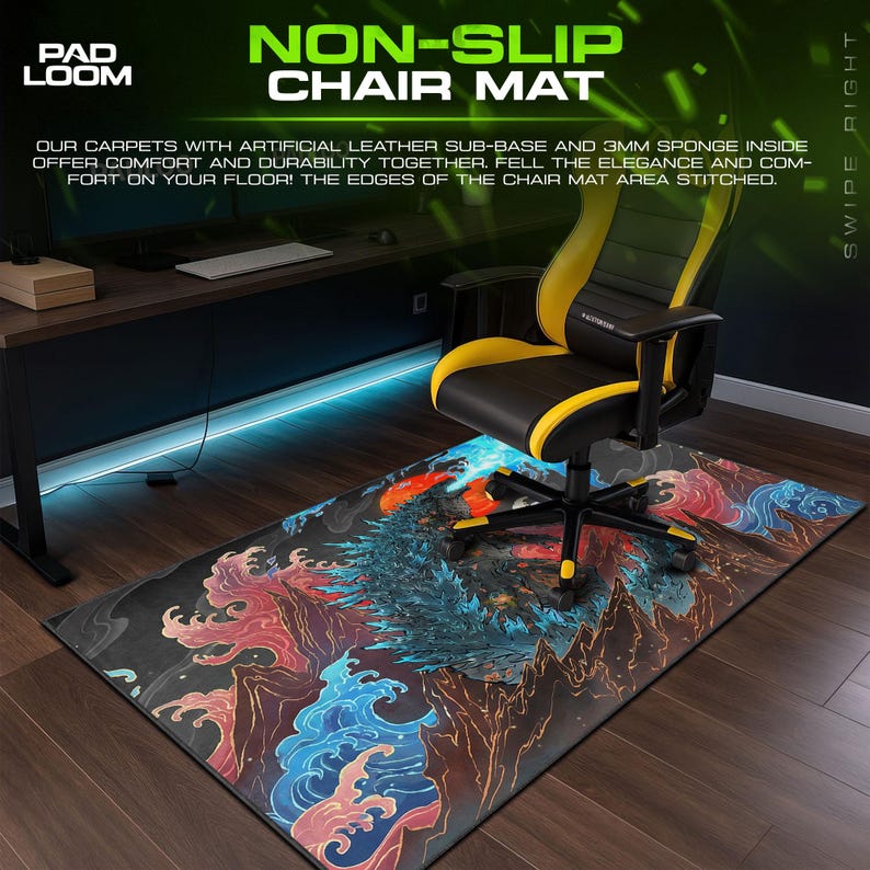 Godzilla Gaming Mouse Pad, Great Wave Desk Mat, Japanese Ukiyo-e Kaiju ...