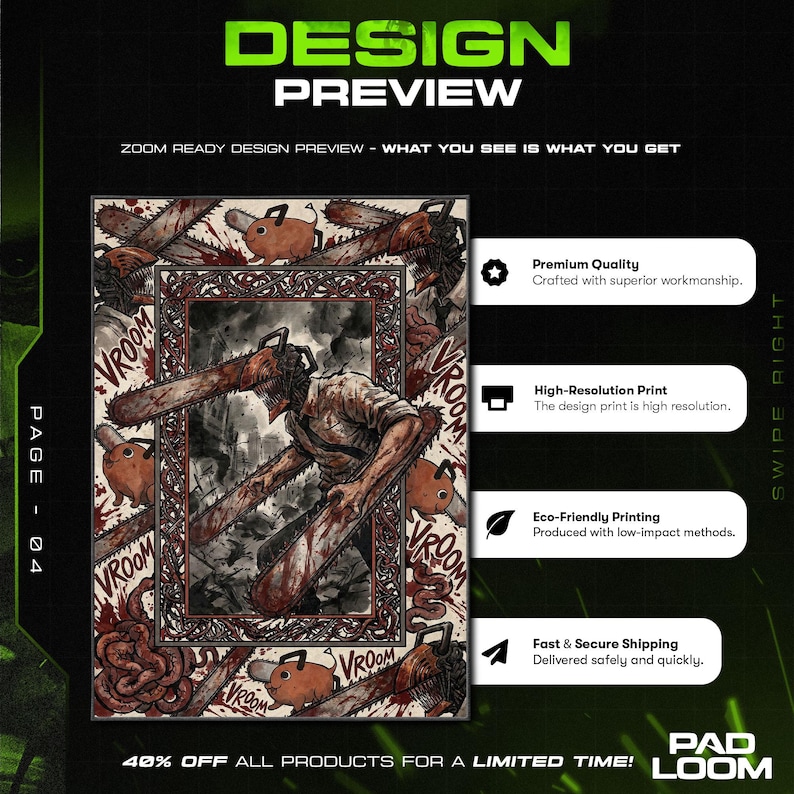 Denji Chainsaw Man Hybrid Form Area Rug, Anime Devil Hunter Decor ...