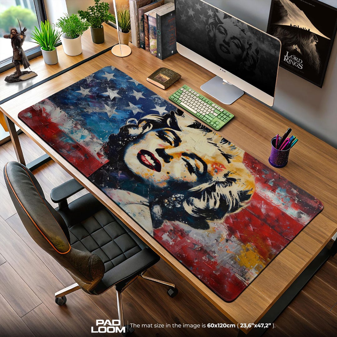 Marilyn Monroe Mouse Pad Pop Art, American Flag Desk Mat for Gaming ...