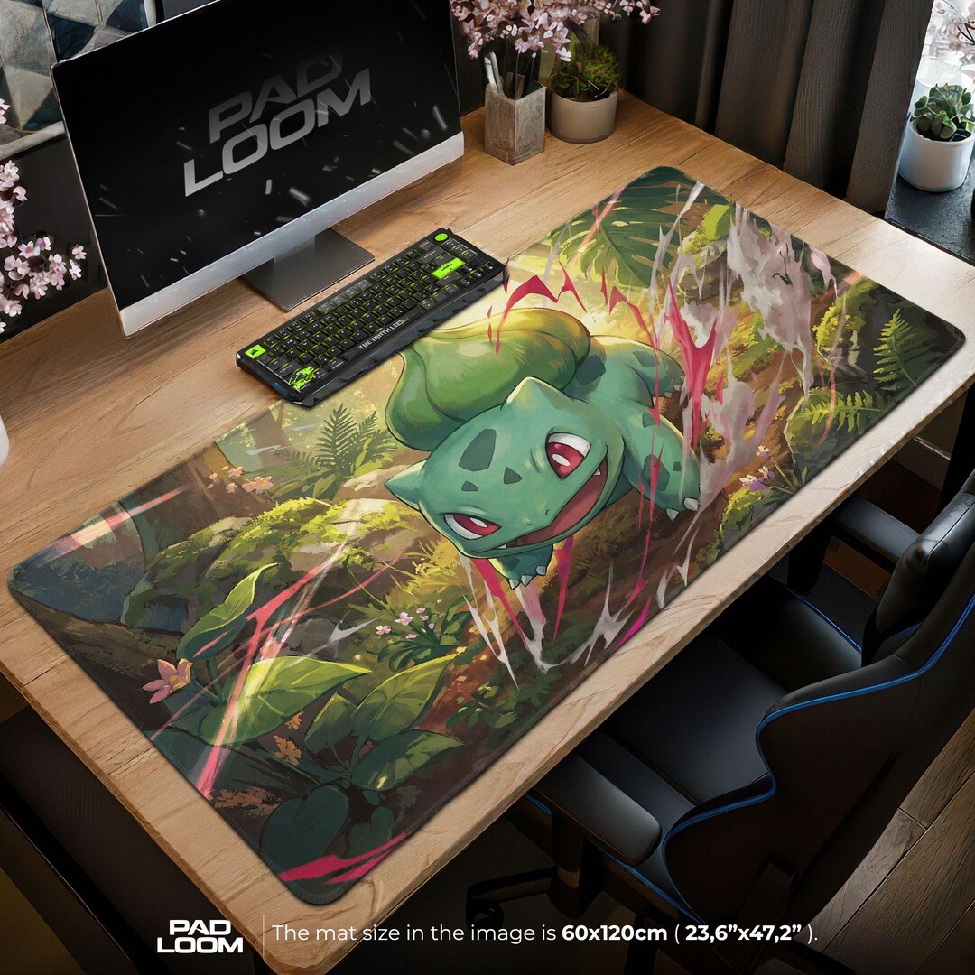 Bulbasaur Grass Pokémon Mouse Pad, Forest Gaming Desk Mat, Anime ...