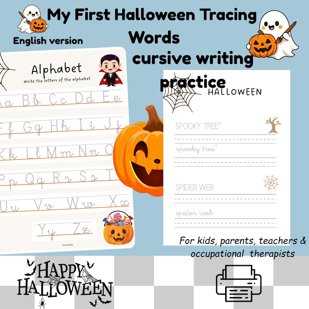 Halloween Tracing Book for Kids – Capital Letters & Cursive Writing ...