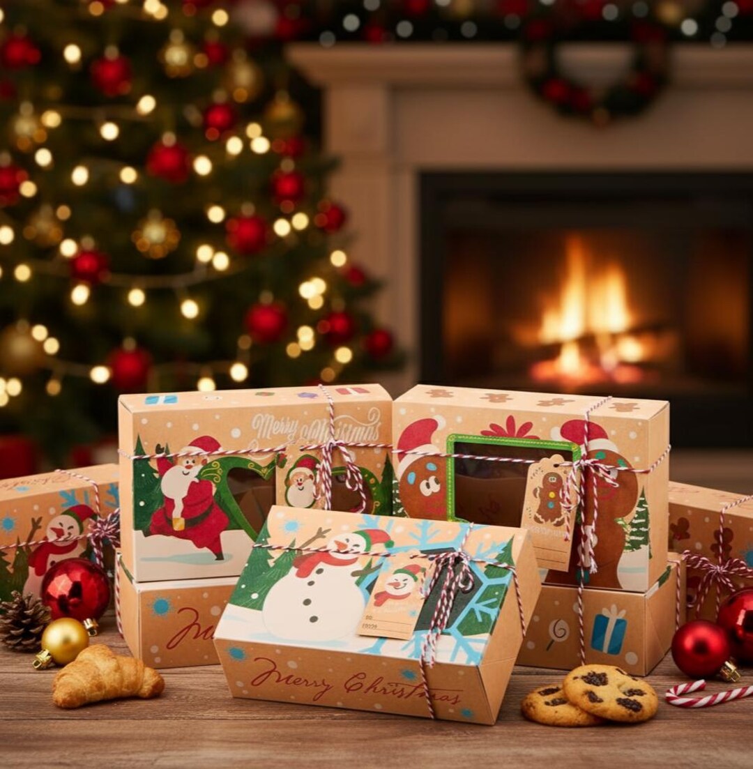 Christmas Cookie Boxes With Window, Holiday Treat Boxes, 24 Pcs - Etsy