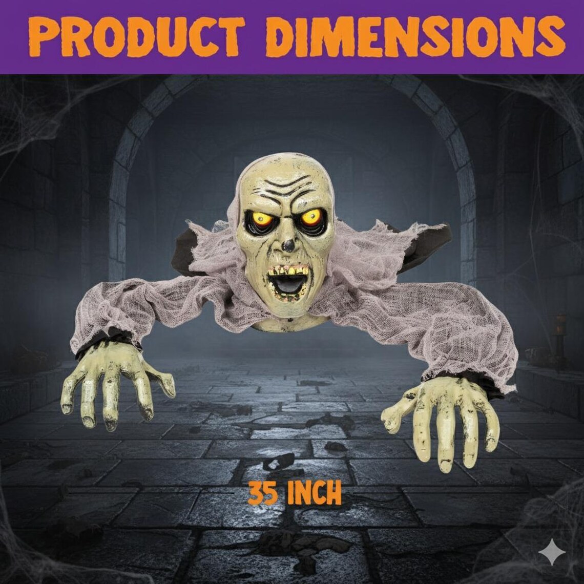 Animated Crawling Zombie Prop: Sound & Flashing Eyes, Halloween Yard ...