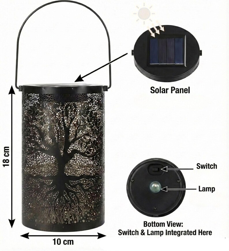 Tree of Life Solar Lantern, Vintage Metal Garden Decor, Patio Light - Etsy