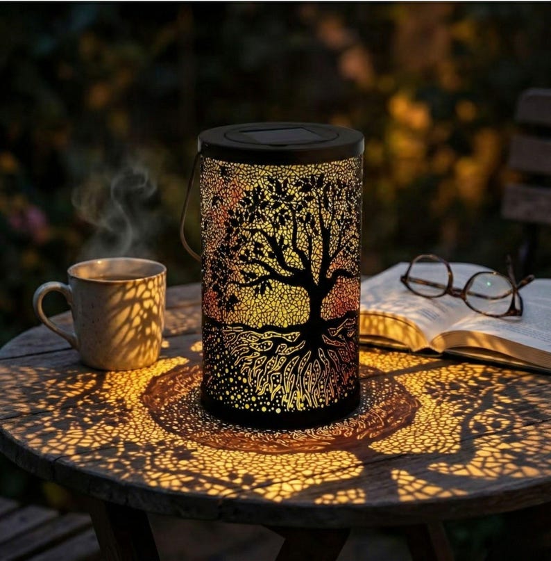 Tree of Life Solar Lantern, Vintage Metal Garden Decor, Patio Light - Etsy