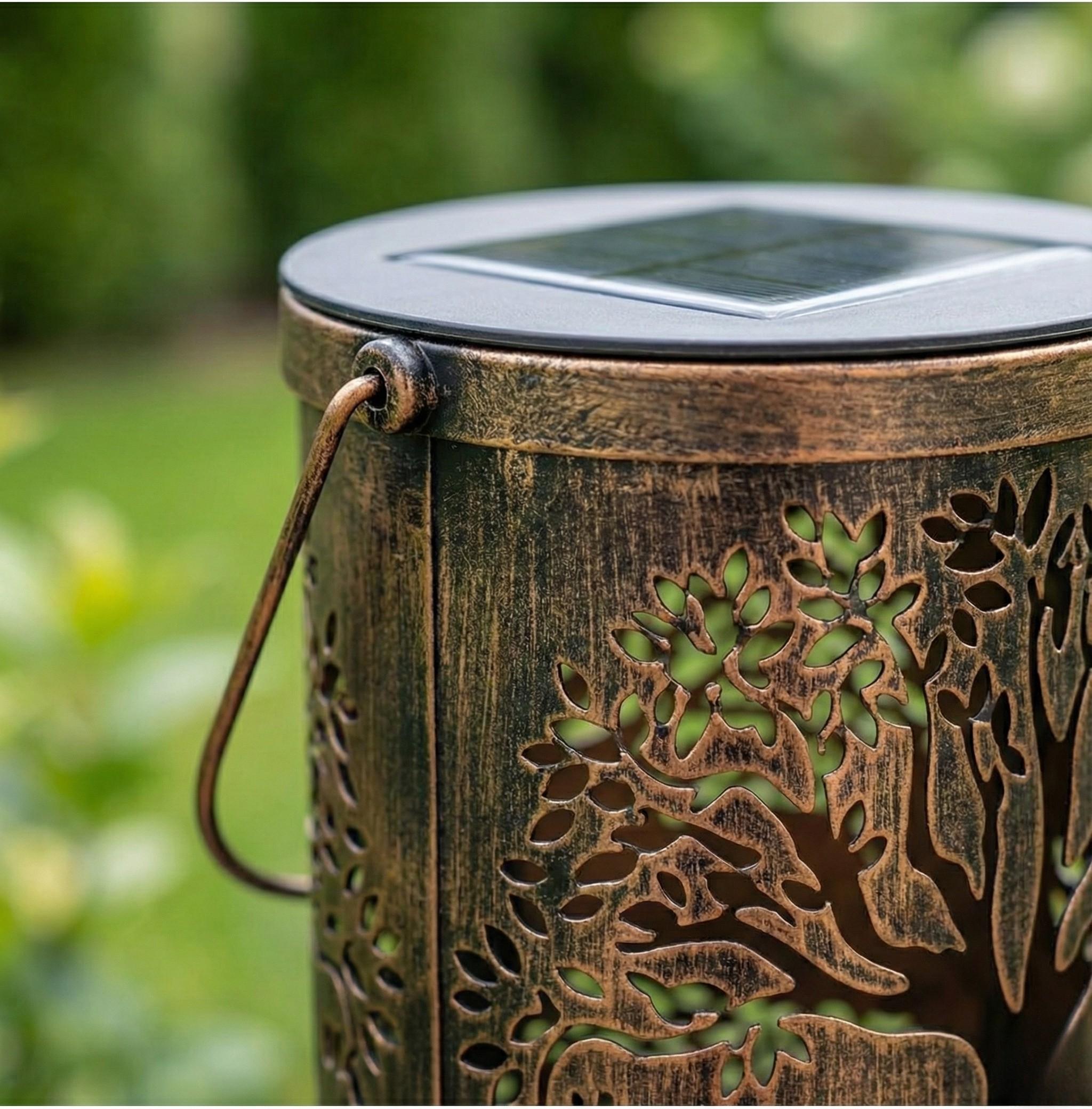 Tree of Life Solar Lantern, Vintage Metal Garden Decor, Patio Light - Etsy