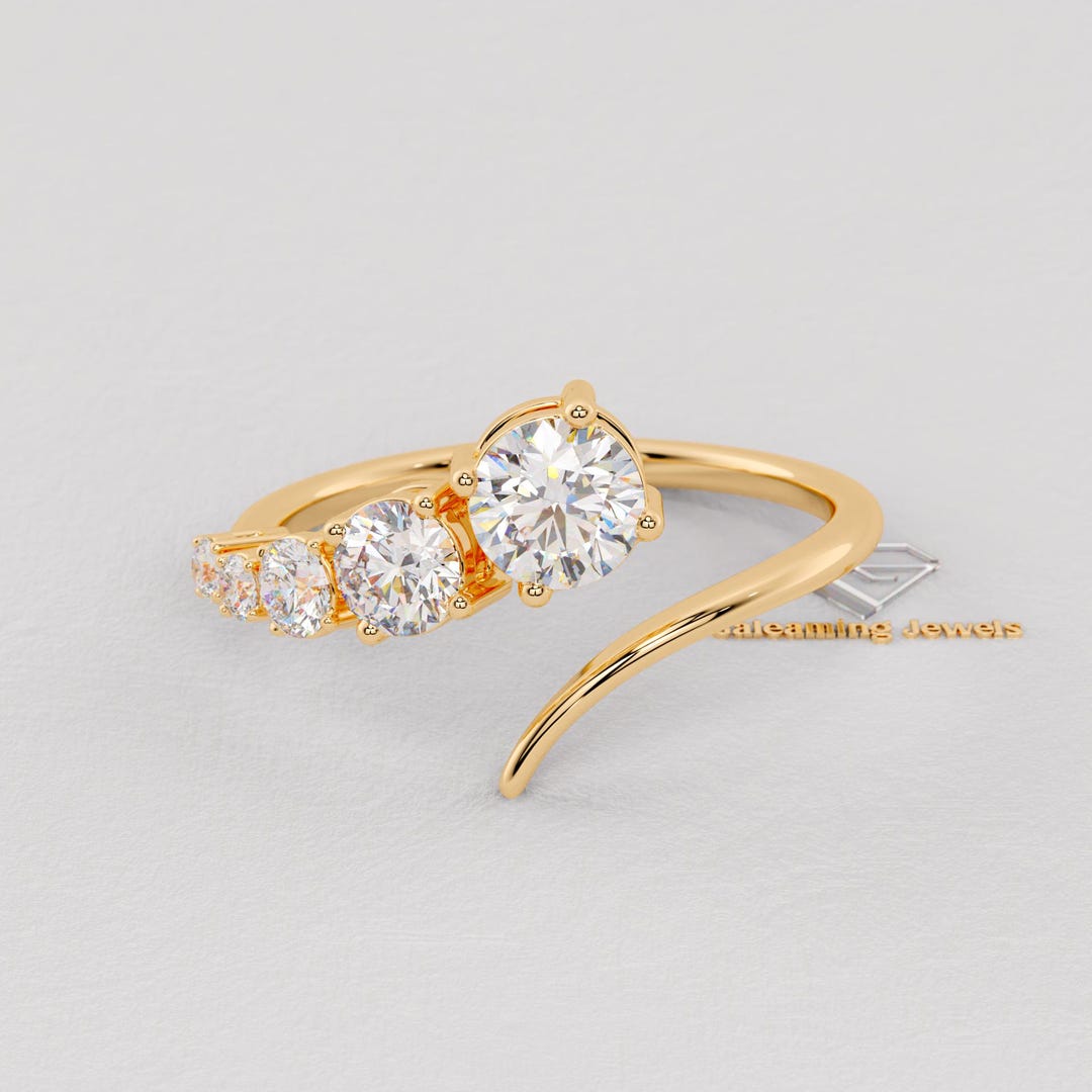 Lab Grown Diamond Wrap Engagement Ring | 0.96 CTW Round Cut Minimalist ...