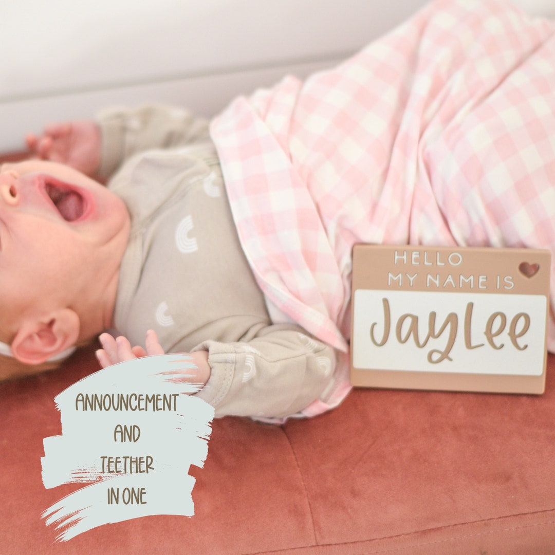 Birth Announcement Sign and Teether, Announcement Teether IN ONE ...