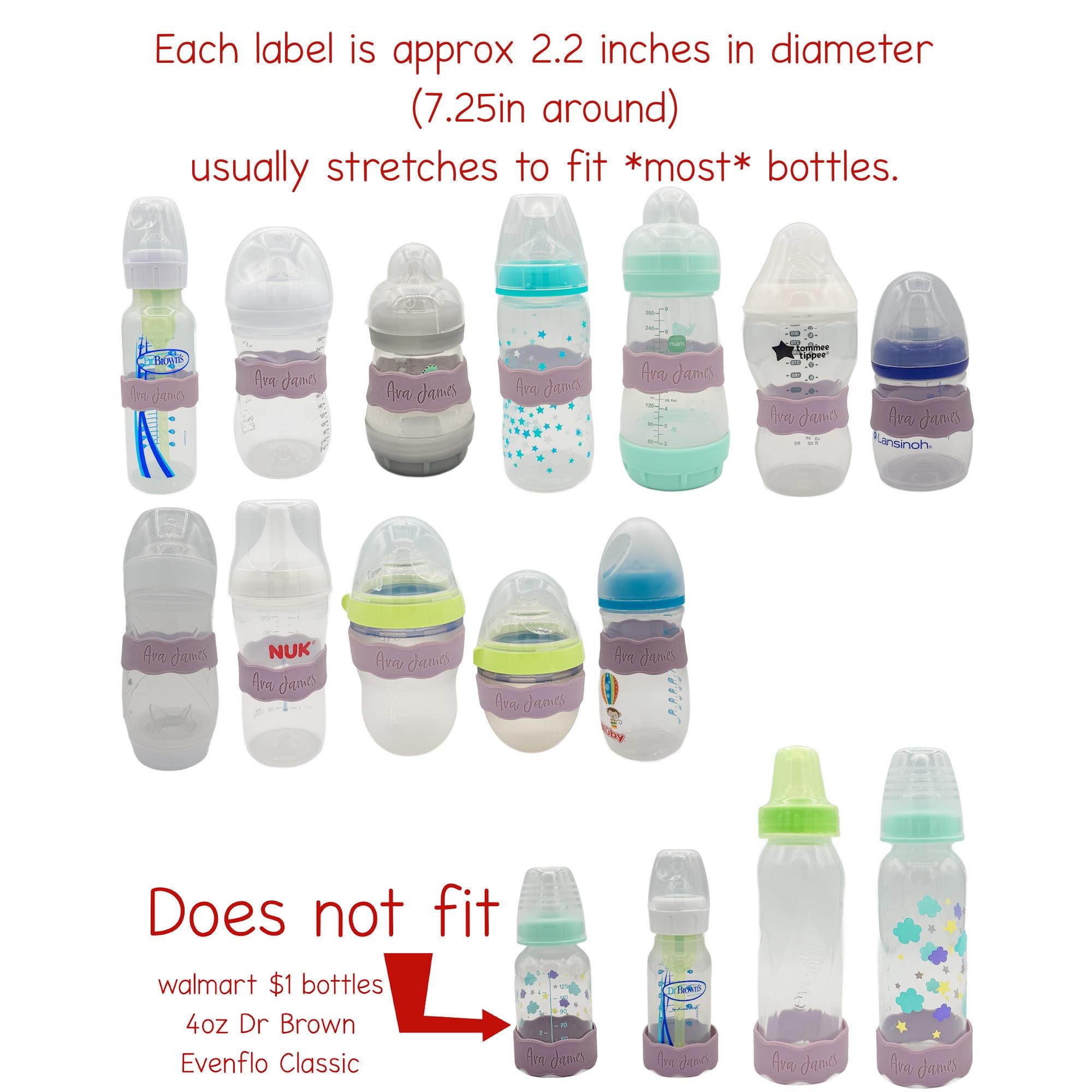 2 Pack Silicone Bottle Labels:peony|taffy, Baby Bottle Label, Sippy ...