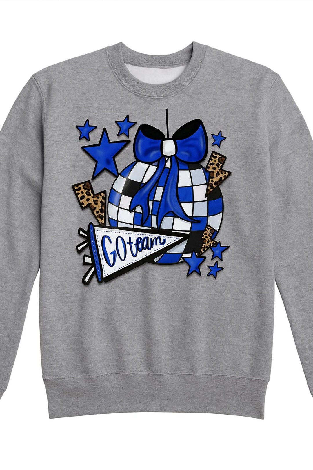Blue Black Disco Ball Cheer Mom PNG | Leopard Lightning Bolt (digital ...