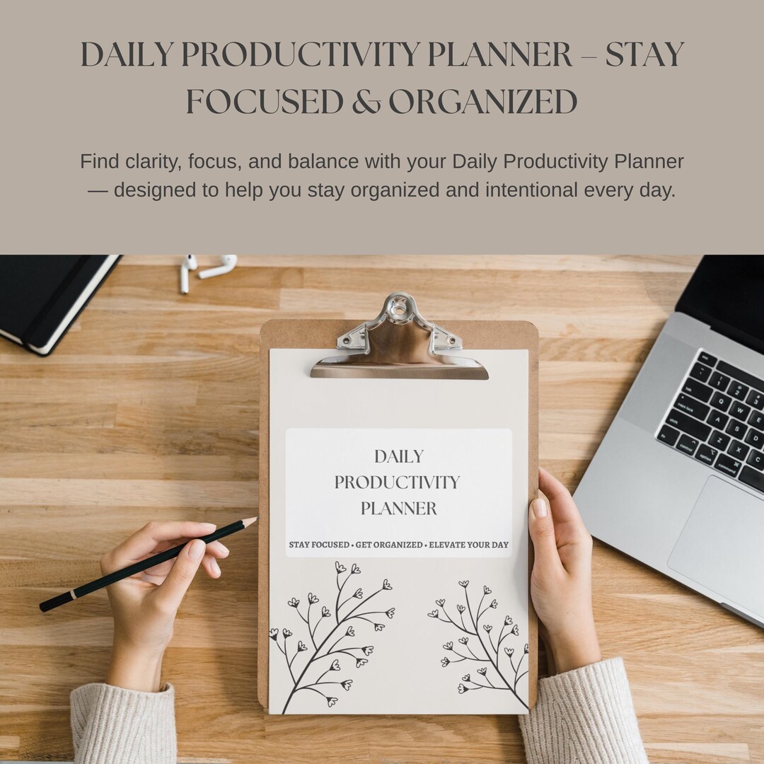 Printable Daily Productivity Planner/focus,time Management & Reflection ...