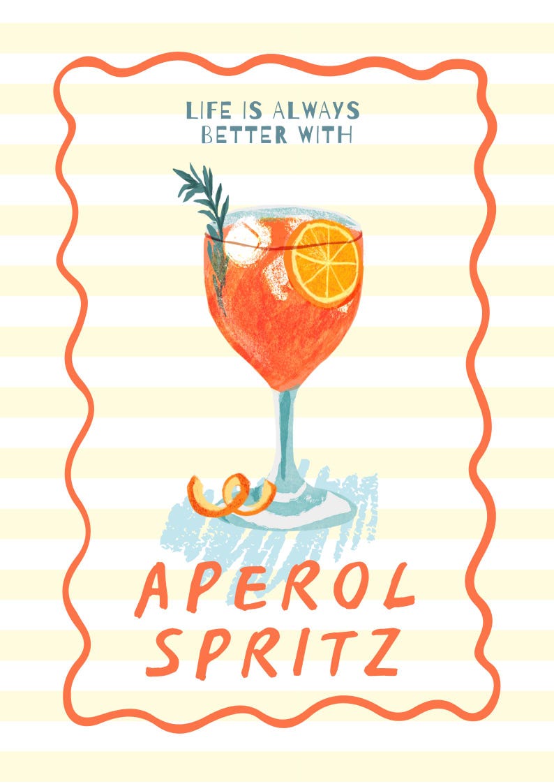 Aperol Spritz Poster – Modern Wall Art Decor - Etsy Canada