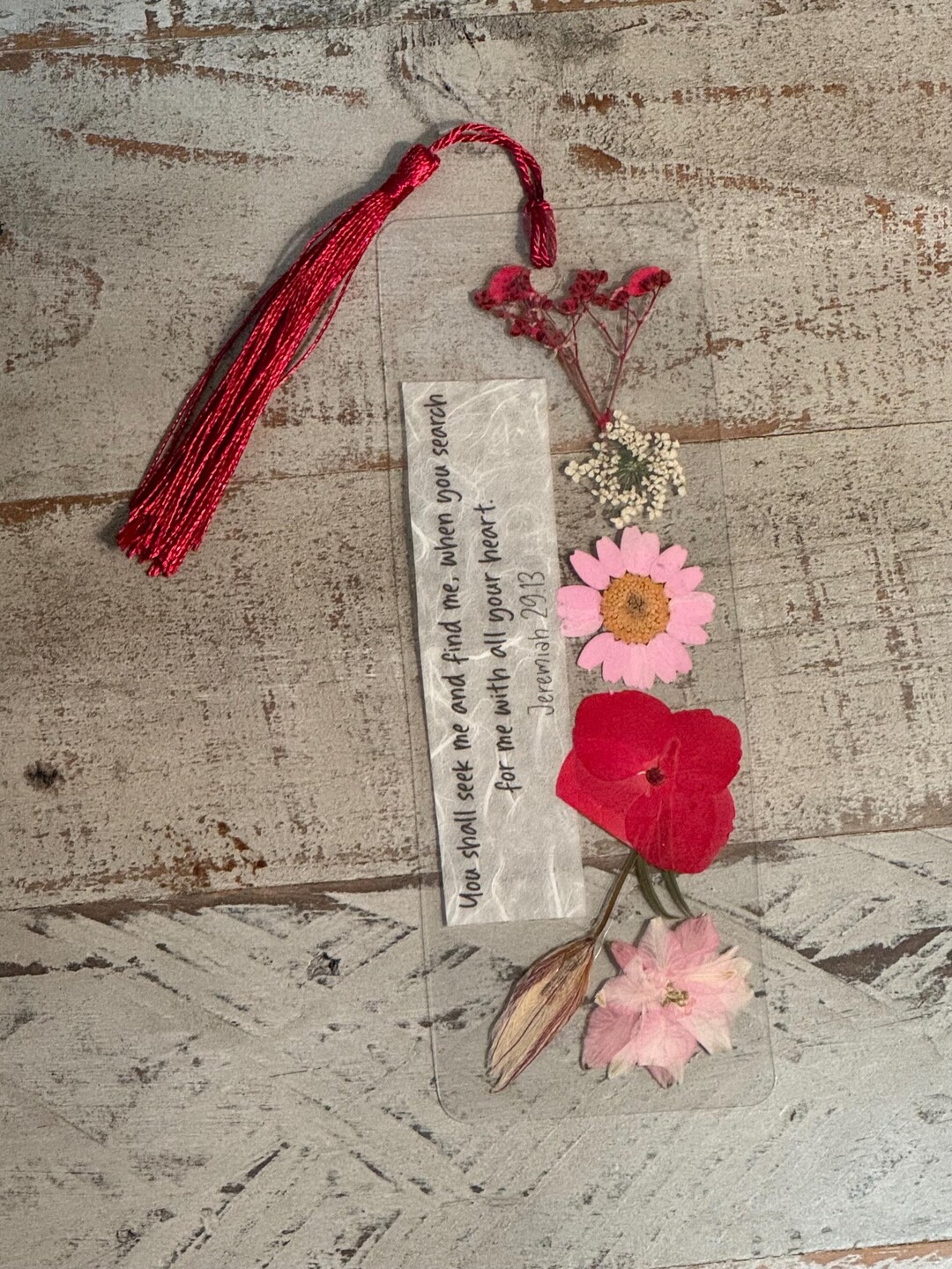 Dried Flower Bible Verse *jeremiah 29:13* Bookmark - Etsy