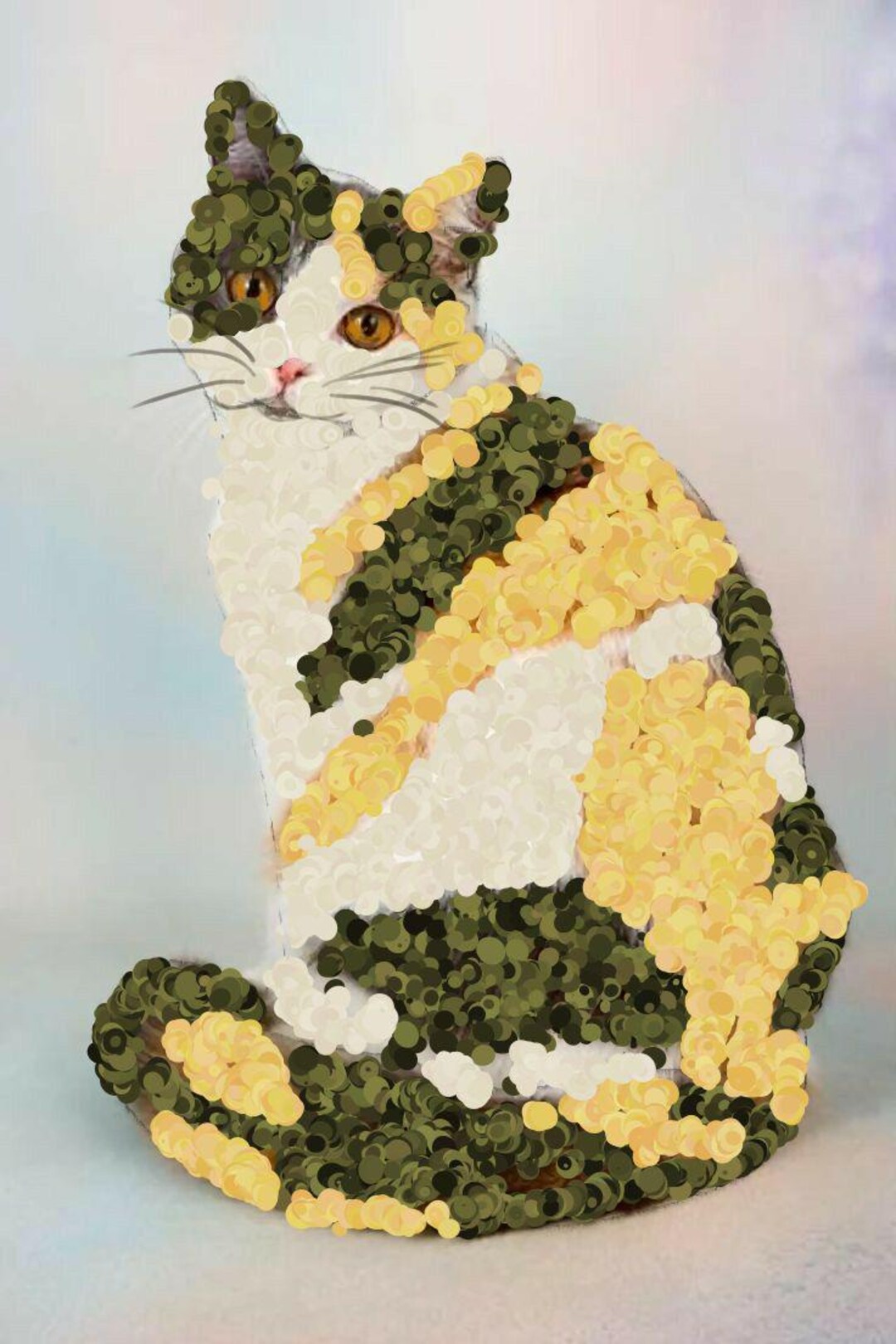 Pointillism Cat Art Print. Modern Stippling Digital Download. Unique ...