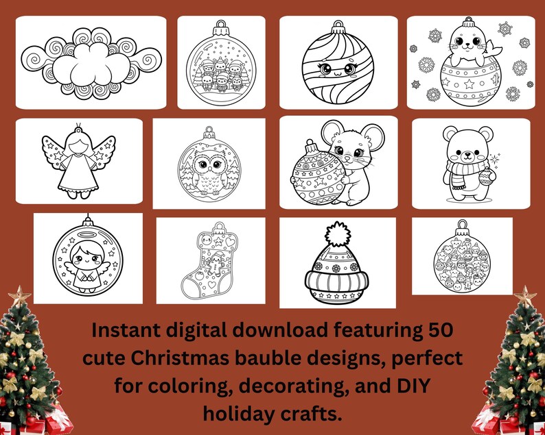 Christmas Bauble Coloring Crafts Printable Pages - Etsy