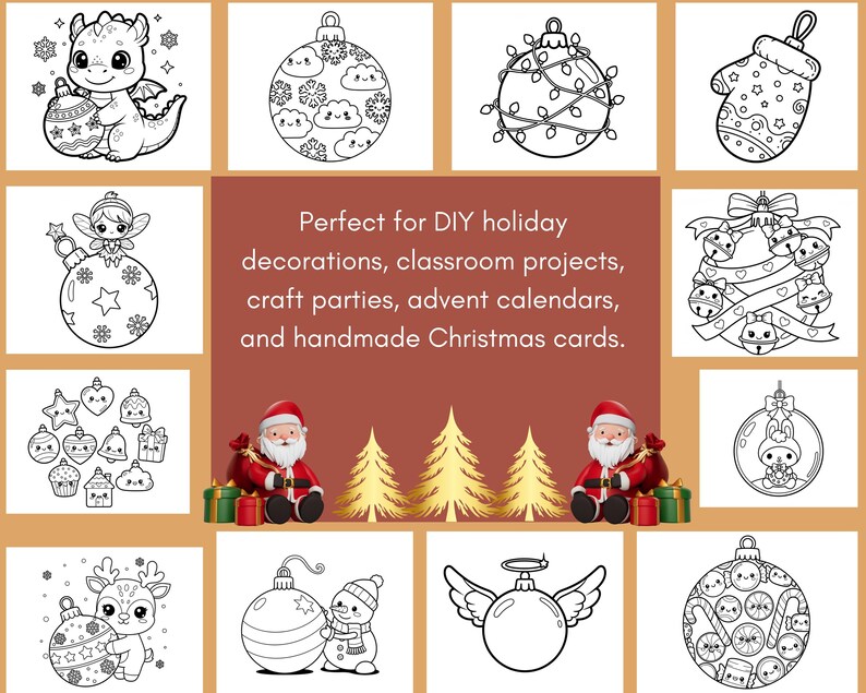 Christmas Bauble Coloring Crafts Printable Pages - Etsy