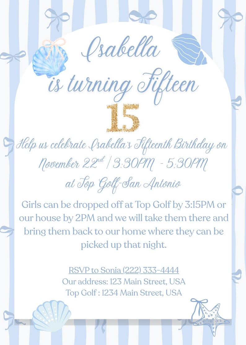 Girls Birthday Party Invitation, Beach, Coastal, Summer I Turned Pretty ...