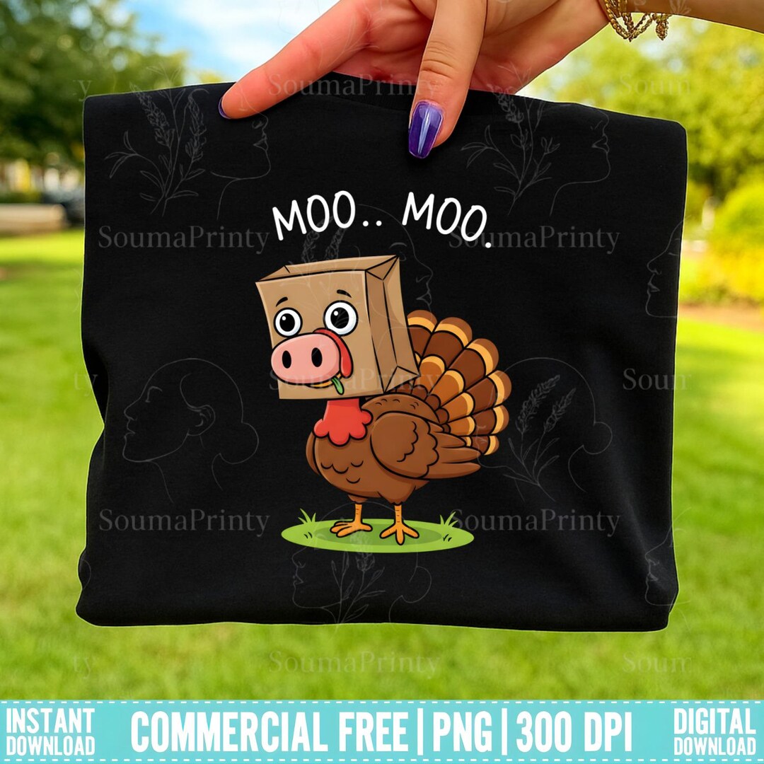 Funny Thanksgiving PNG: Turkey Cow Moo Moo Farm Mashup (digital ...