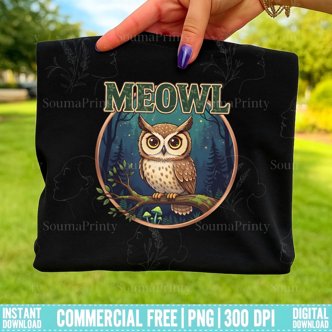 Meowl Funny Meow Cat Owl Meme PNG: Viral Brainrot Gaming Art for Teens ...