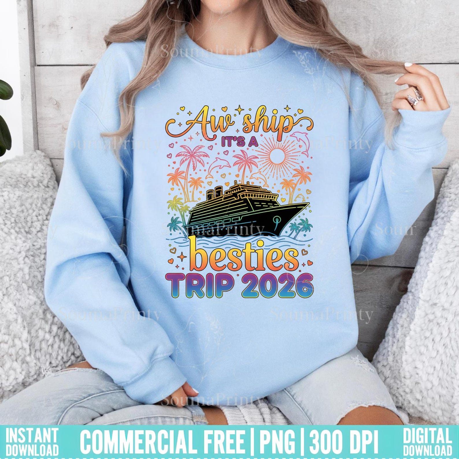 Aw Ship It’s A Besties Trip 2026 PNG: Girls Cruise Travel Humor ...