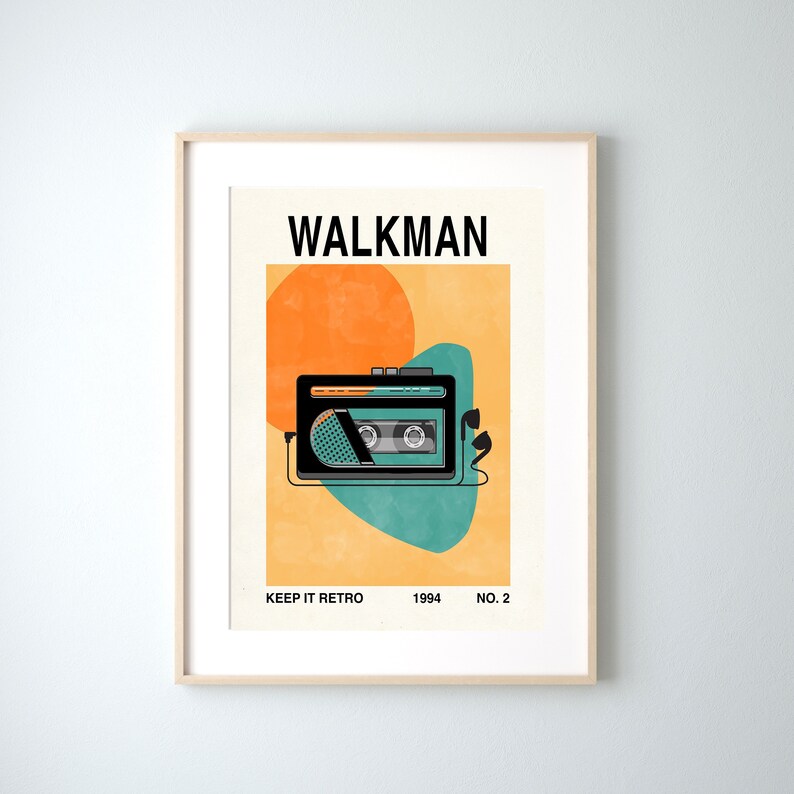 Retro Walkman Music Art Print | INSTANT DOWNLOAD - Etsy