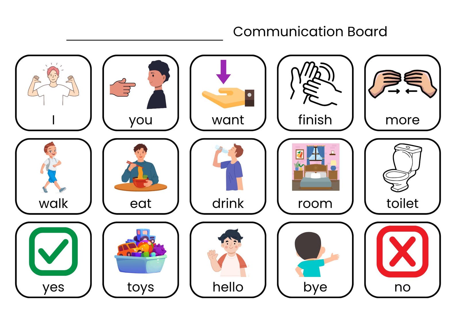 Printable Communication Board for Nonverbal or Autistic Learners ...