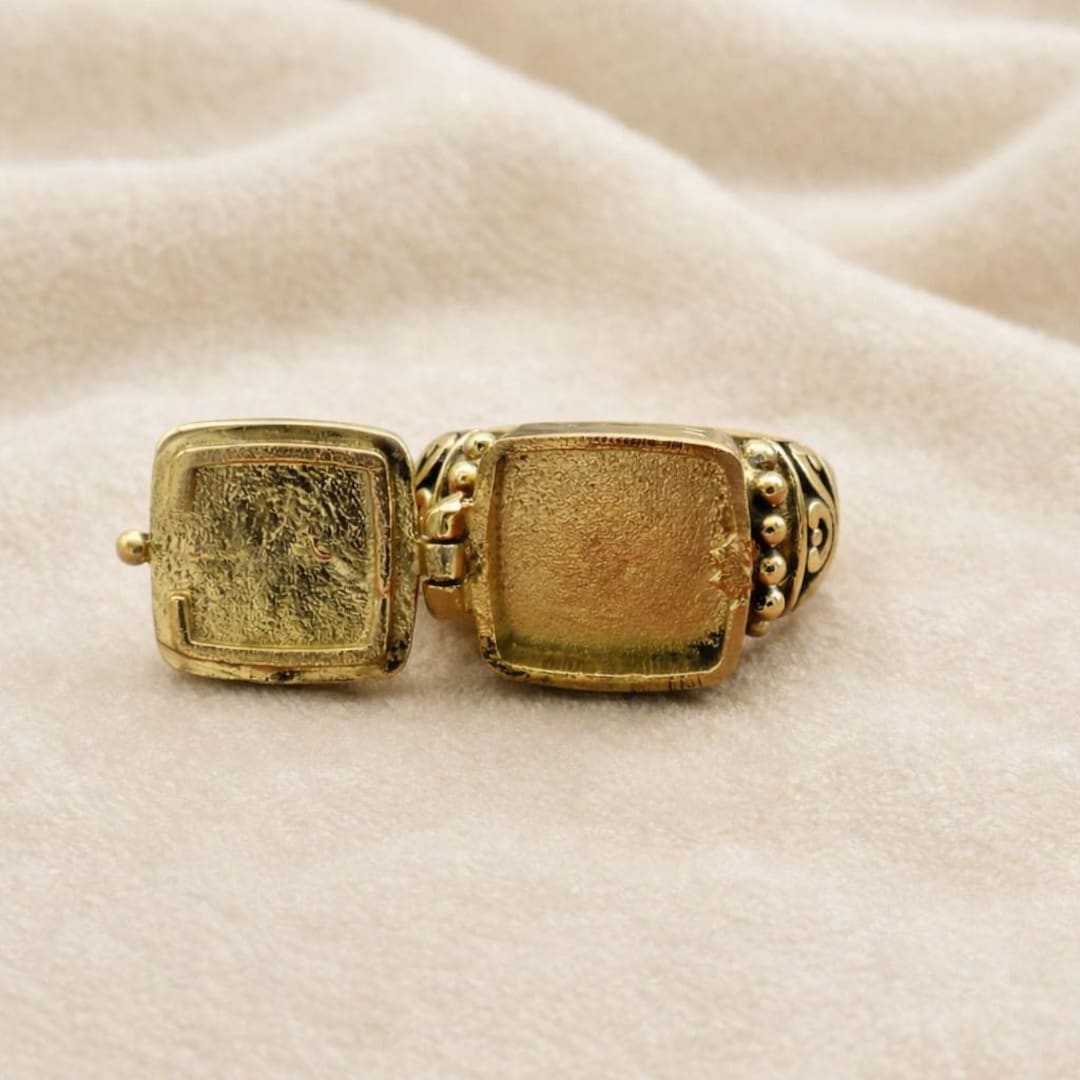 Poison Box Ring, Secret Compartment Ring, Cross Signet Ring, Vintage ...