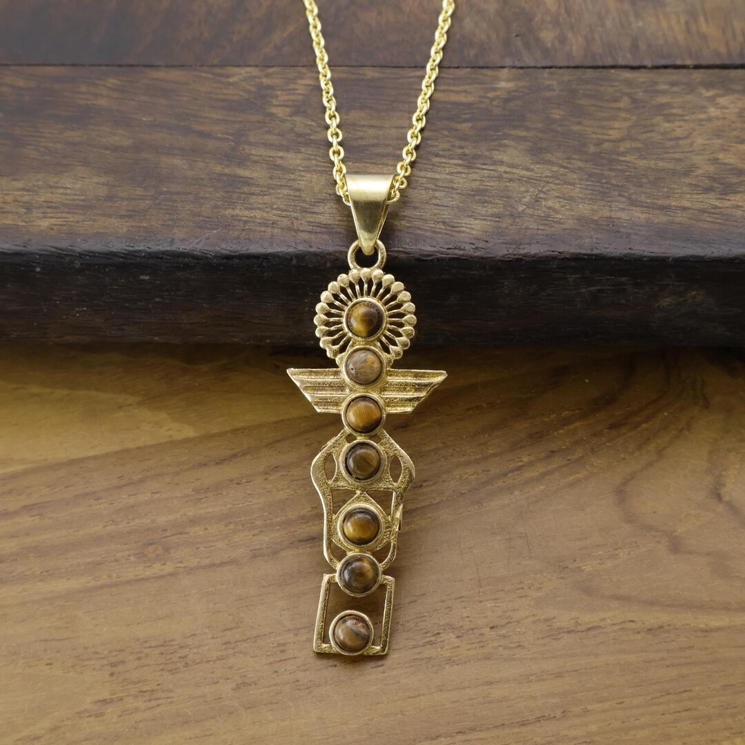 Tiger Eye Chakra Necklace, Gold Chakra Pendant, Healing Crystal Jewelry ...