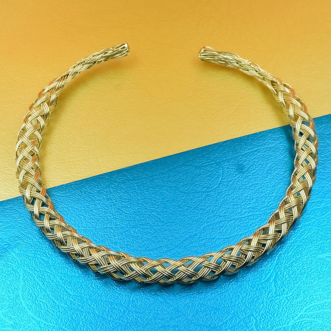 Braided Brass Torque Necklace | Handmade Tribal Choker for Women ...