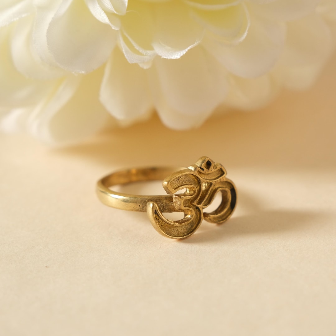 Brass Om Ring, Hindu Om Symbol Ring, Spiritual Meditation Ring, Yoga ...