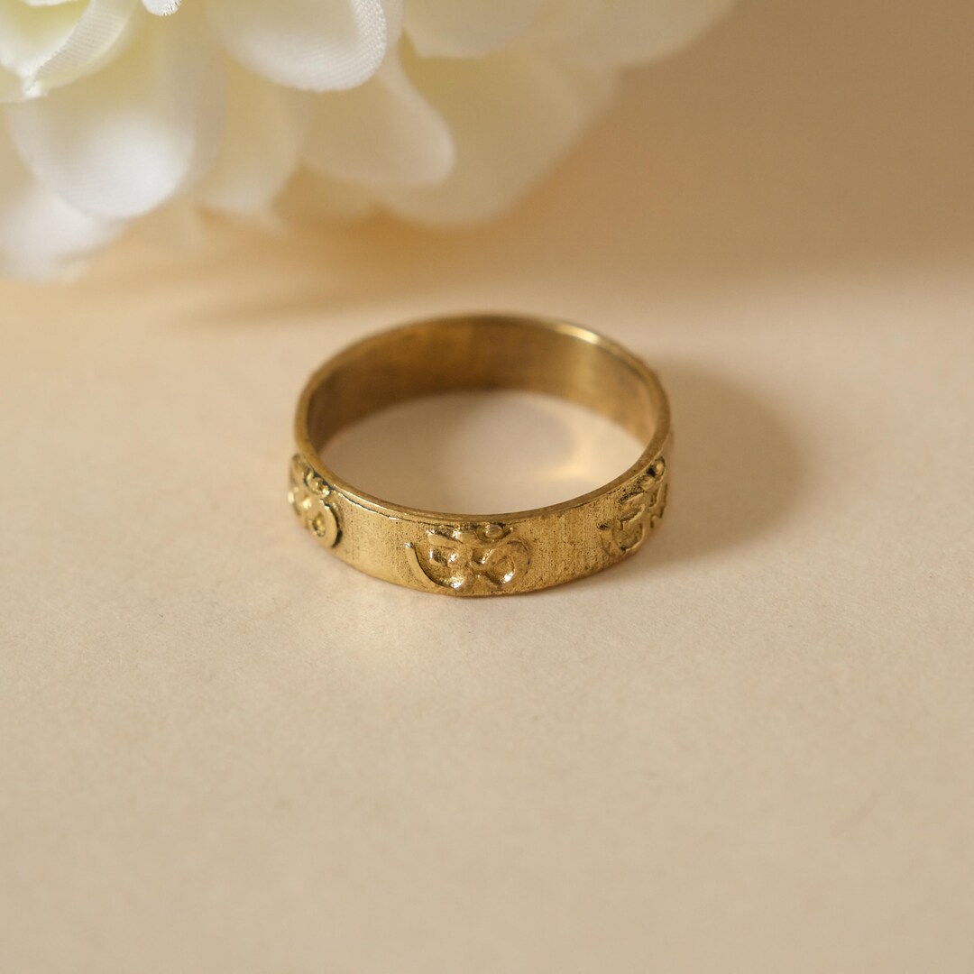 Om Brass Ring, Spiritual Brass Band Ring, Sanskrit Symbol Ring, Yoga ...